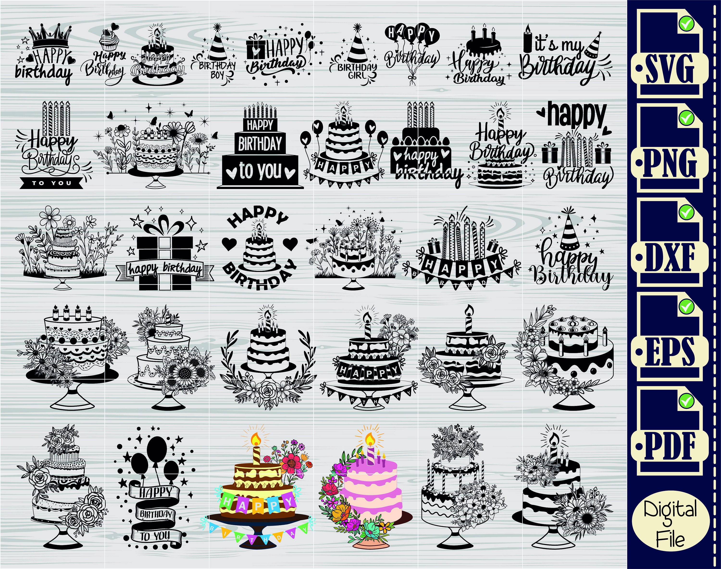 Birthday Cake SVG Happy Birthday Cake SVG Birthday Cake - Etsy Canada