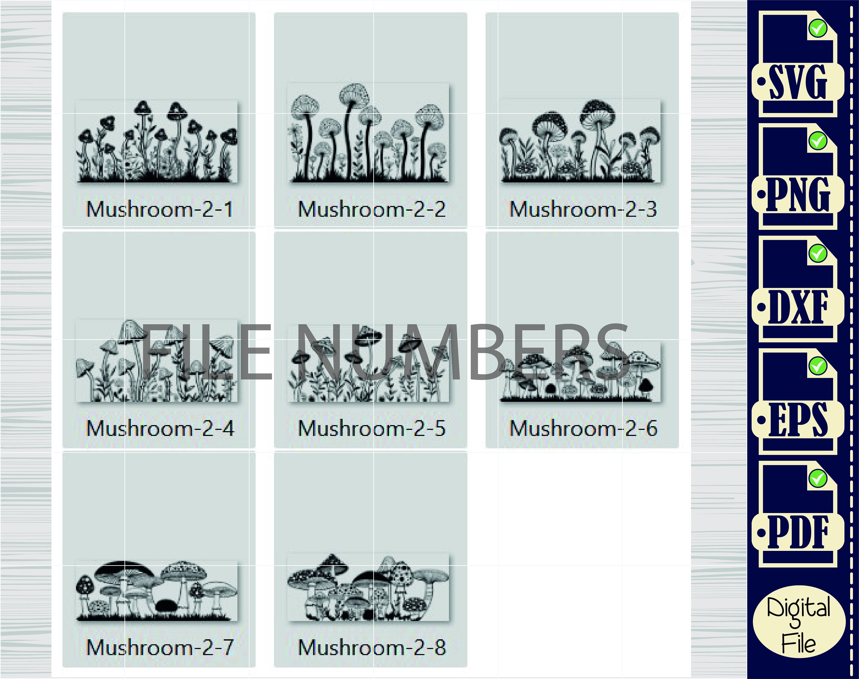 Mushroom Row SVG Bundle, Fungi Clipart (digital Download) - Etsy