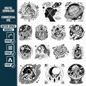Outer Space SVG PNG Bundle, Celestial, Astronaut Cut Files (digital ...