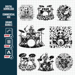DRUMS SVG PNG Big Bundle, Drum Monogram, Music Clipart, Rock Svg File ...
