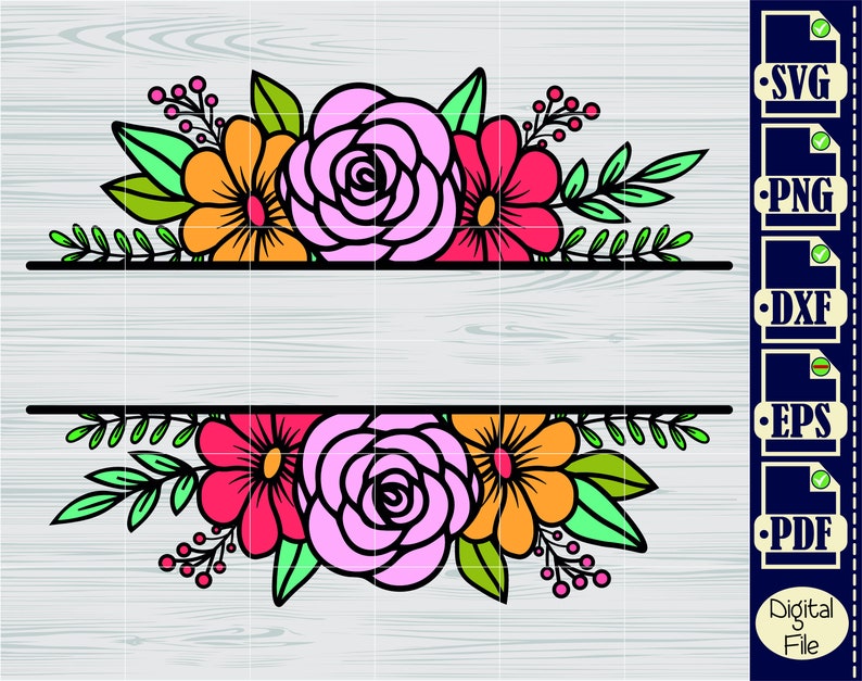 Split Floral Frame SVG3 Split Flower Frame SVG Floral - Etsy