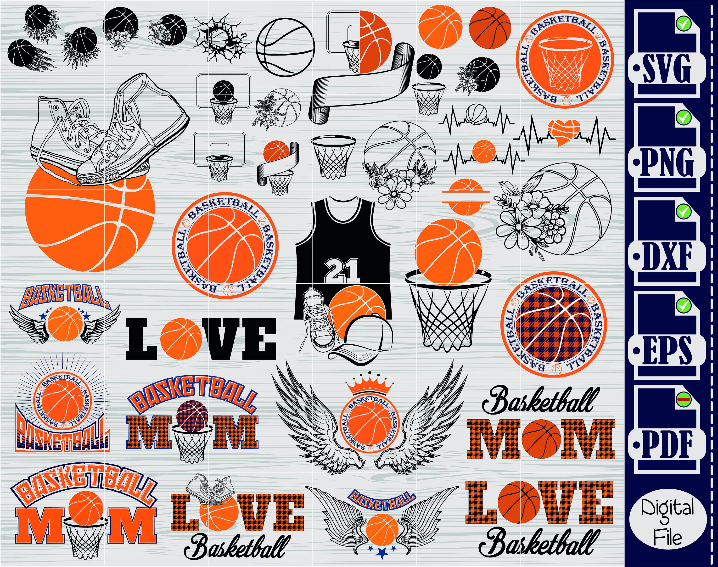 Basketball 1 SVG File Basketball Mom Svg Floral Basketball - Etsy