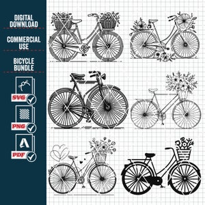 Floral Bicycle SVG, Bike Clipart, Biker Cut Files (digital Download) - Etsy