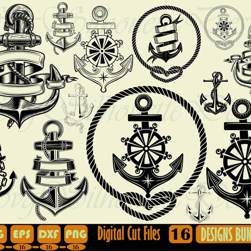 Nautical Svg Silhouette Cut Files Nautical Clipart Downloads - Etsy