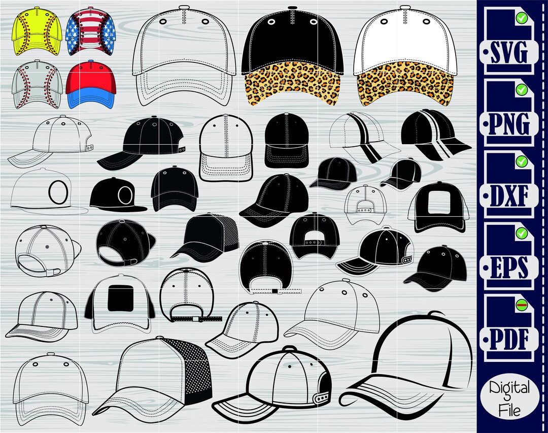 Baseball Cap SVG Bundle, Snapback Hat Cut Files (svg, Png, Dxf, Eps) - Etsy