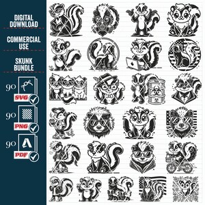 SKUNK SVG PNG Mega Bundle, Skunk Png, Baby Skunk Vector, Skunk Clipart ...