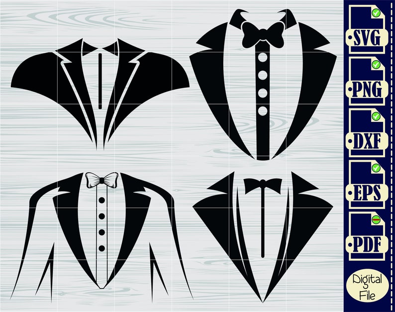 Tuxedo SVG Bundle, Suit Clipart, Wedding Vector (digital File) - Etsy