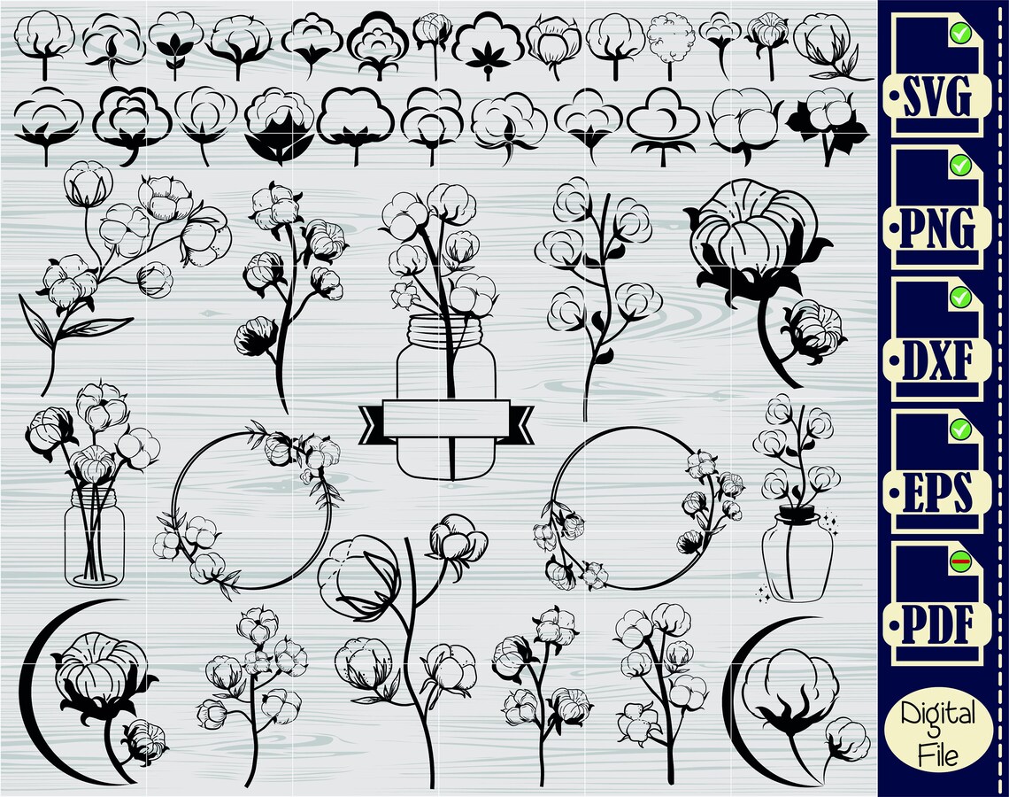 Cotton SVG File Cotton Ball Svg Cotton Branch Svg Cotton - Etsy