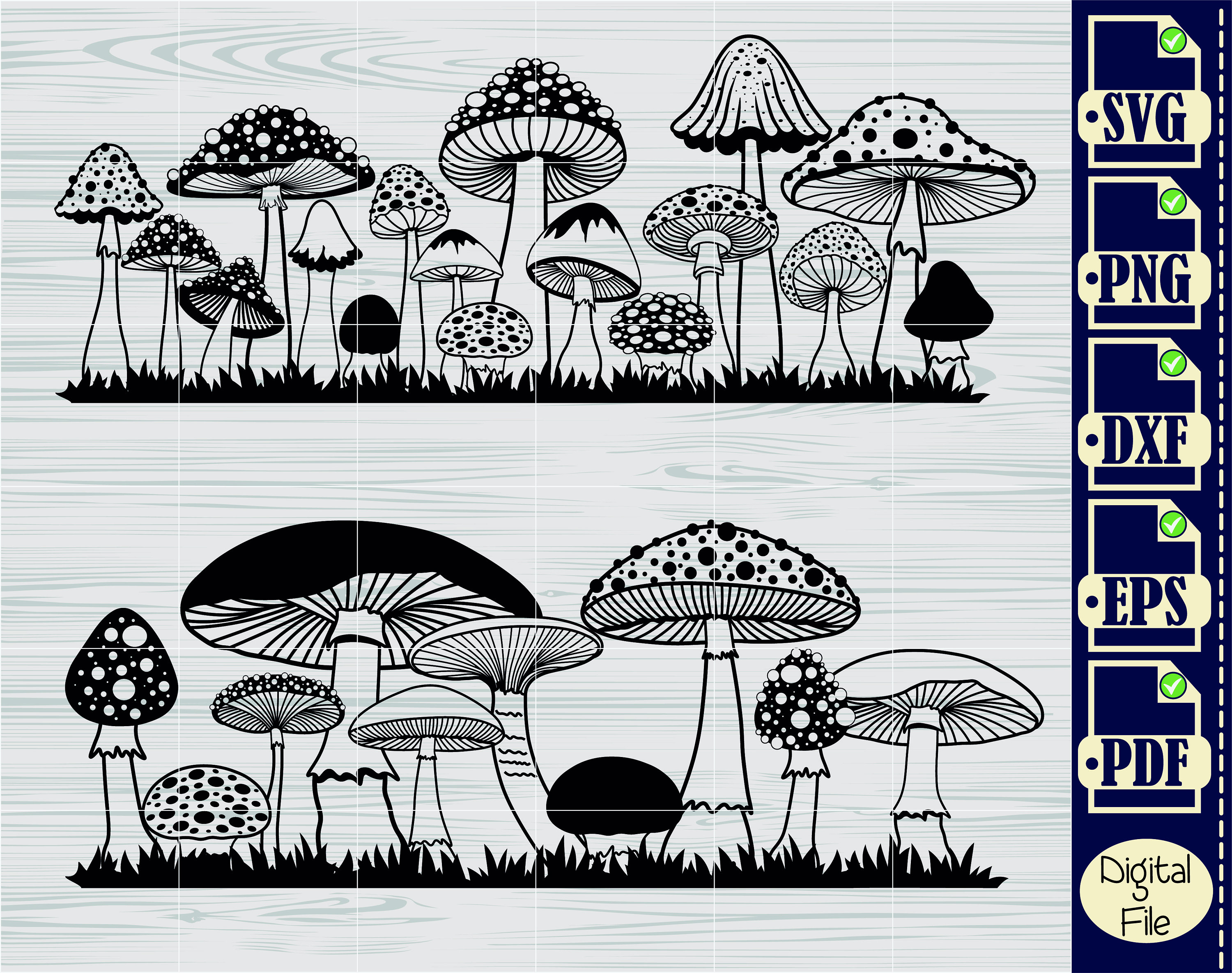 Mushroom Row SVG Bundle, Fungi Clipart (digital Download) - Etsy