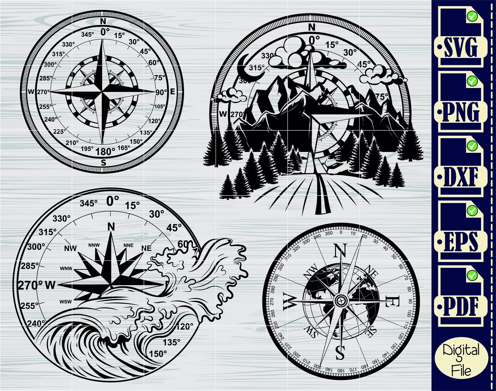 Compass SVG Bundle Nautical Compass SVG Scenic Compass - Etsy