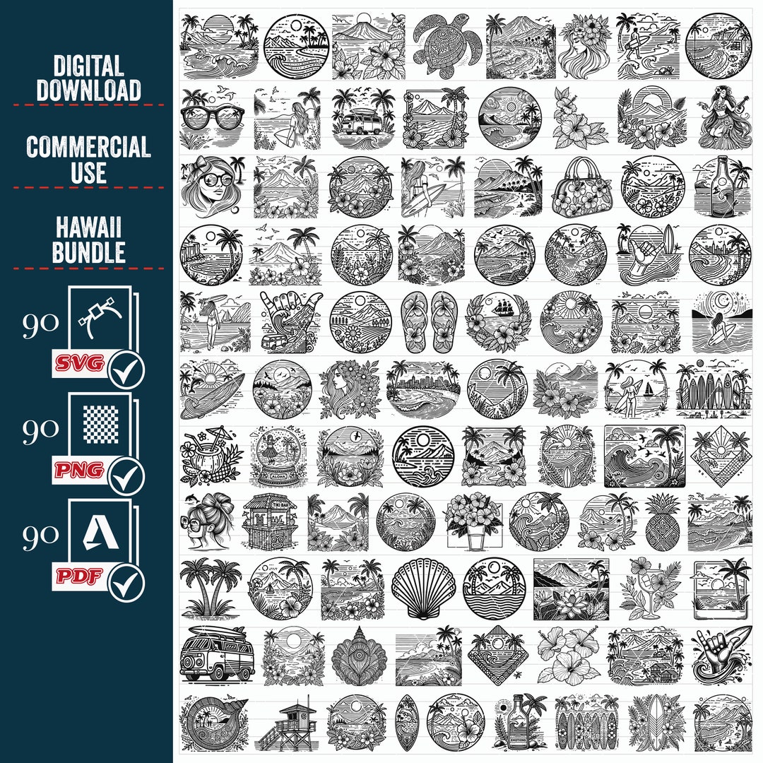 Hawaii SVG MEGA Bundle, Aloha, Beach Cut Files (digital Download) - Etsy