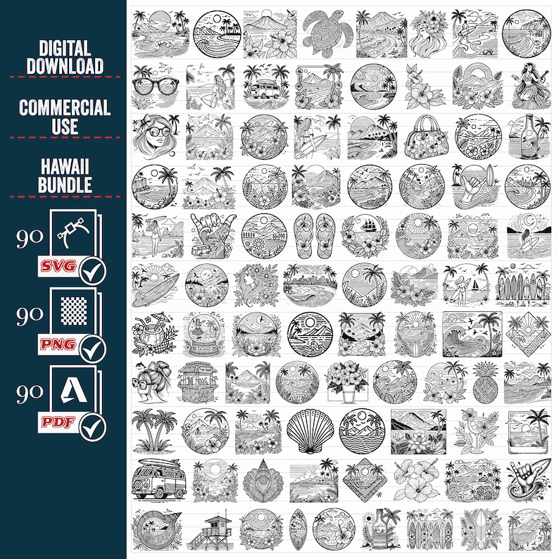 Hawaii SVG MEGA Bundle, Aloha, Beach Cut Files (digital Download) - Etsy