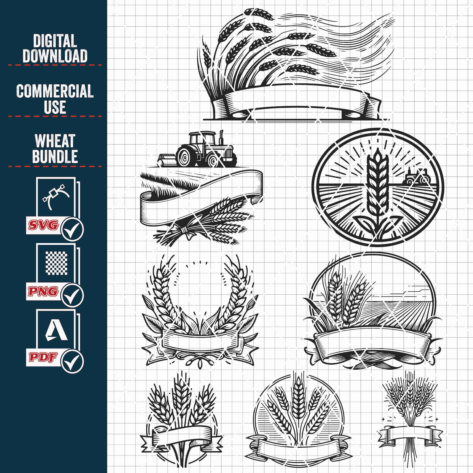 Wheat SVG Clipart Bundle, Grain Vector Cut Files (digital Download) - Etsy