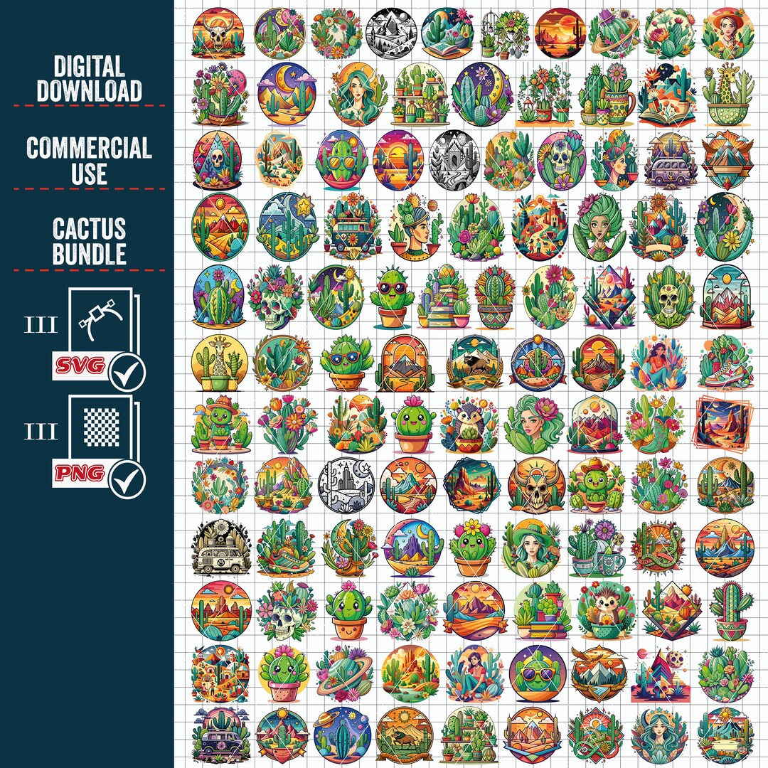 Cactus SVG PNG Mega Bundle, Desert Scene Graphics (digital Download) - Etsy