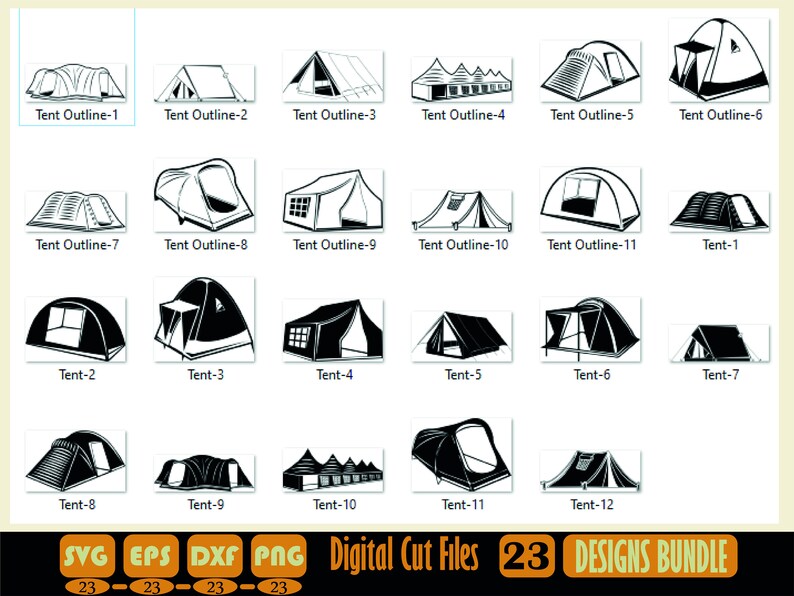 Tent SVG Camping SVG Tent Clipart Tent Cut Files for - Etsy
