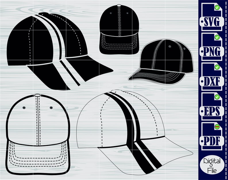 Baseball Cap SVG Bundle Baseball Cap SVG Clipart Cut Files - Etsy