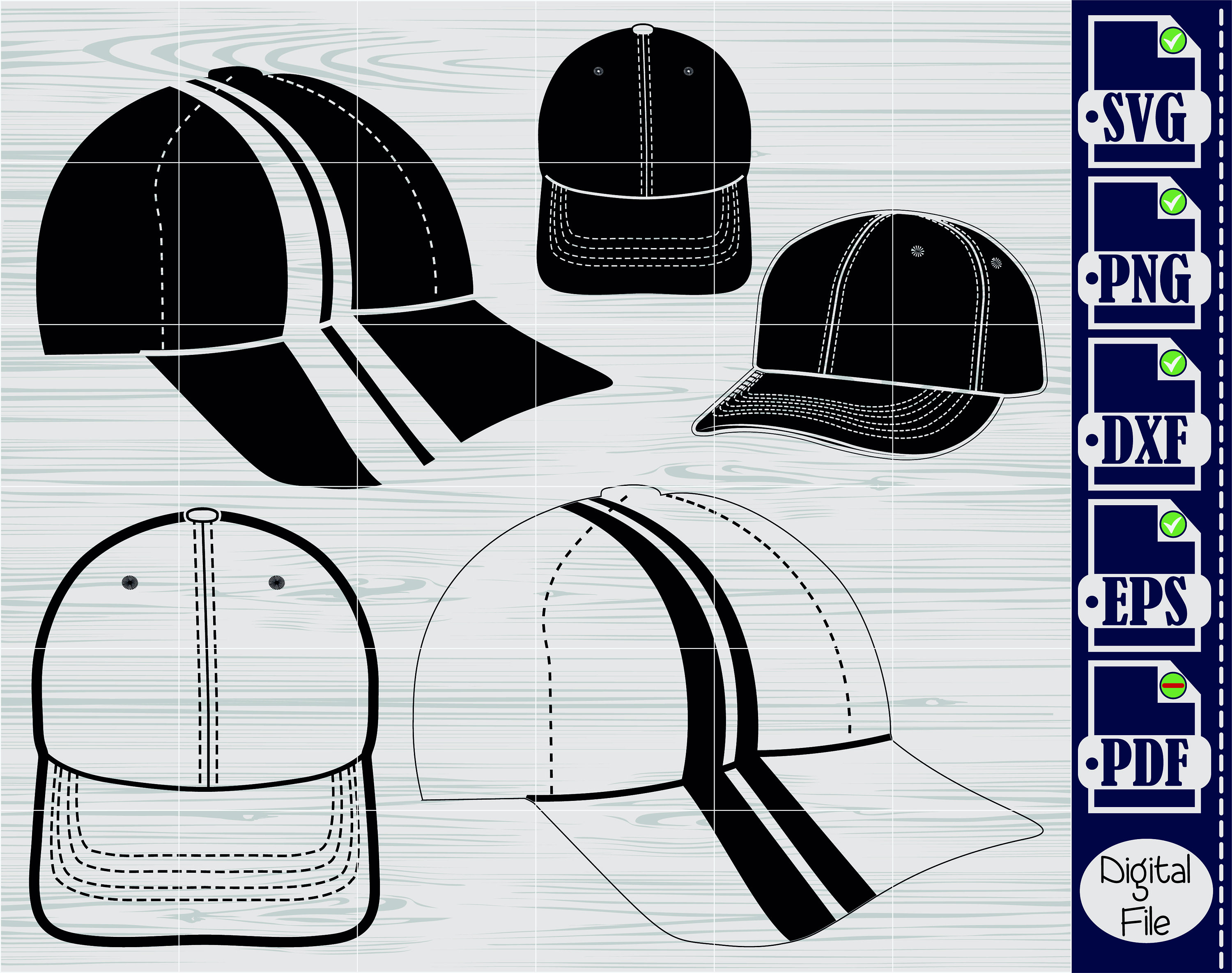 Baseball Cap SVG Bundle, Snapback Hat Cut Files (svg, Png, Dxf, Eps) - Etsy