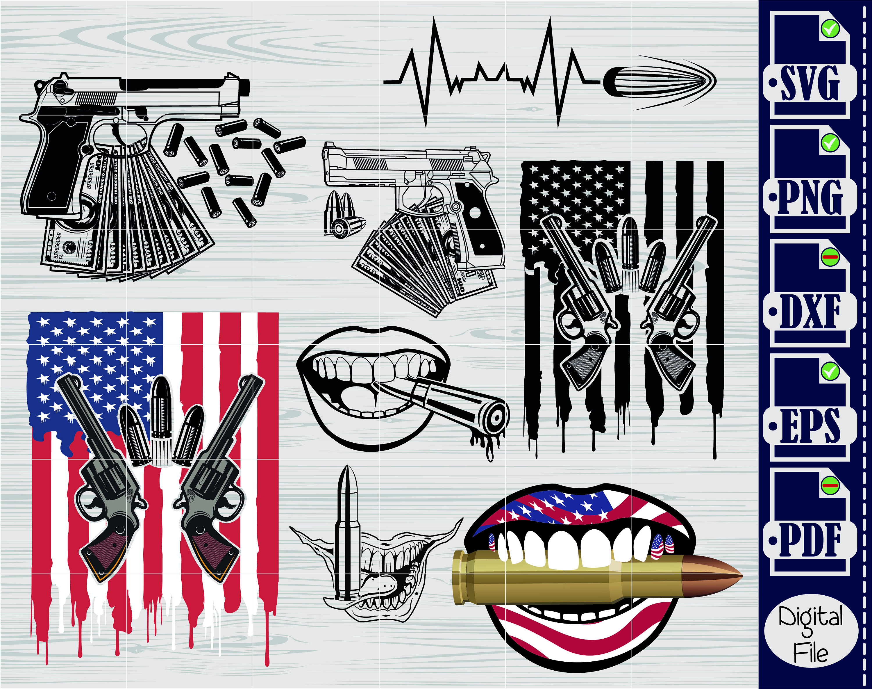 Bullet SVG Lips With Bullet Svg Flag Bullet Svg Shot Gun - Etsy