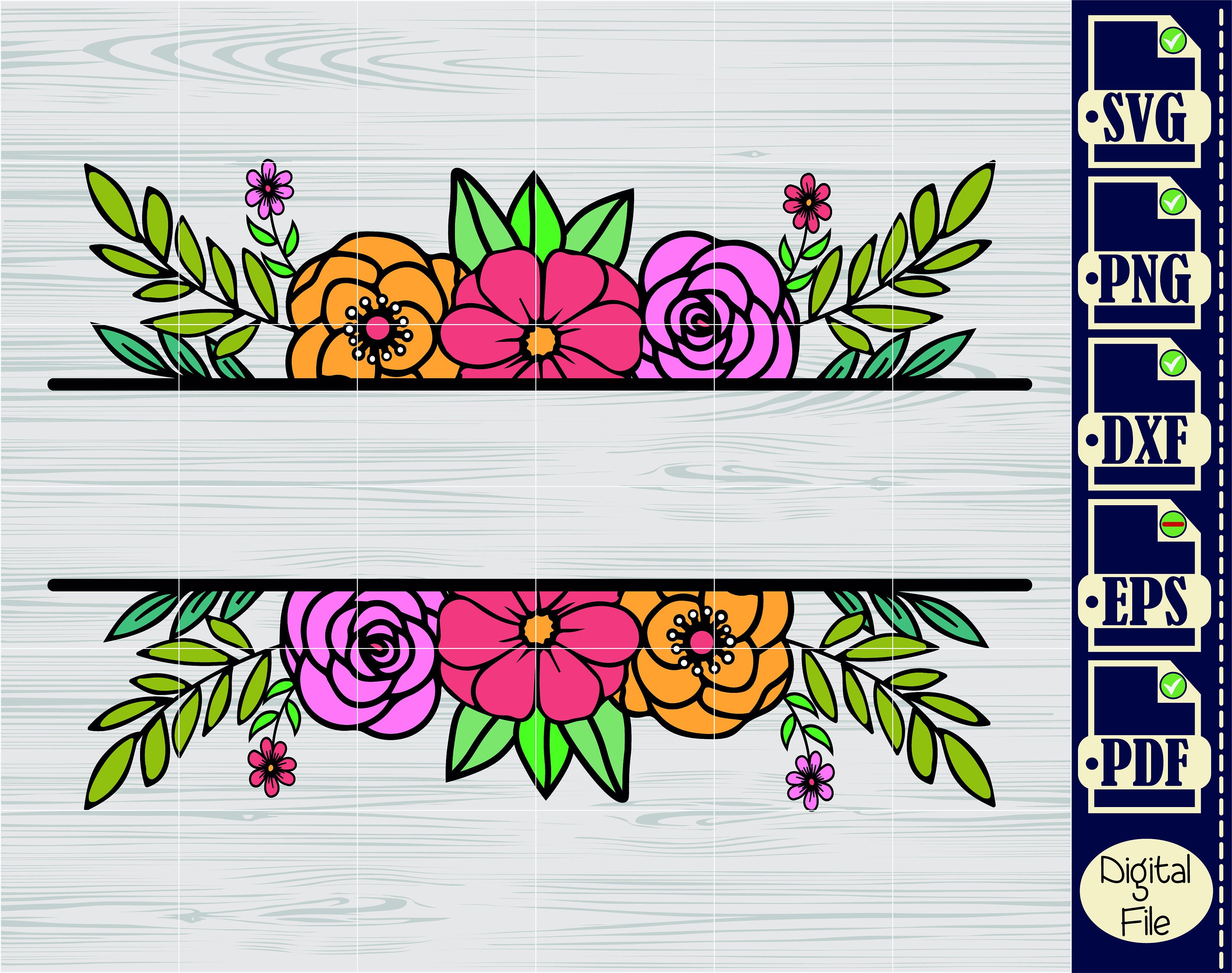 Floral Split Frame SVG, Flower Monogram Border (cut Files) - Etsy Canada