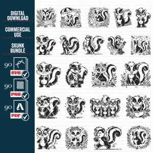 SKUNK SVG PNG Mega Bundle, Skunk Png, Baby Skunk Vector, Skunk Clipart ...