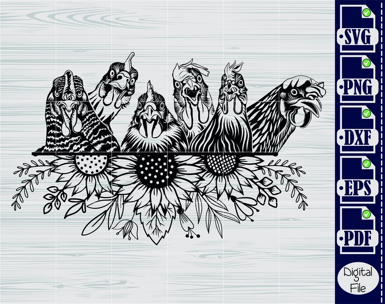 Floral Chicken SVG, Rooster Clipart, Farm Vector (digital Download) - Etsy
