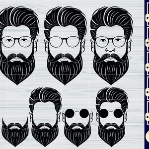 Beard Man SVG Bundle, Beard Face SVG, Beard Face Clipart, Cut Files for ...