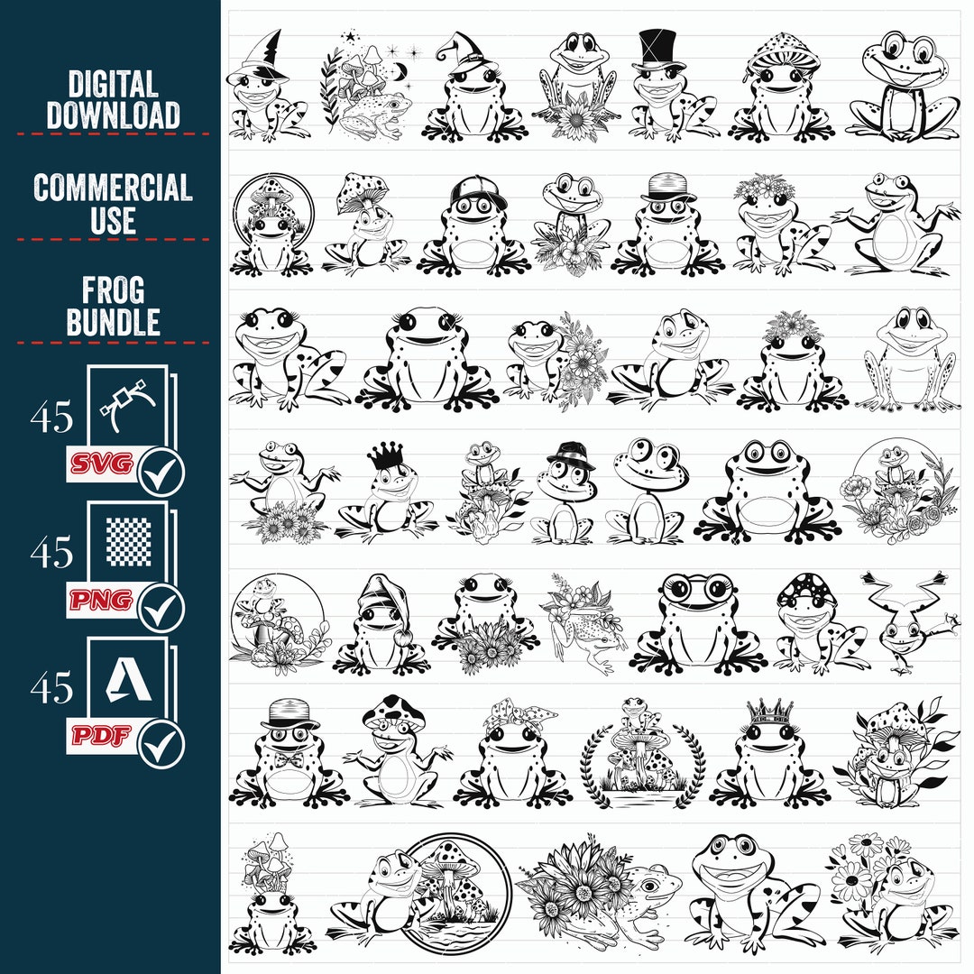 Cute Frog SVG ,#1, Frog in Mushroom Hat, Floral Frog Svg, Magic ...