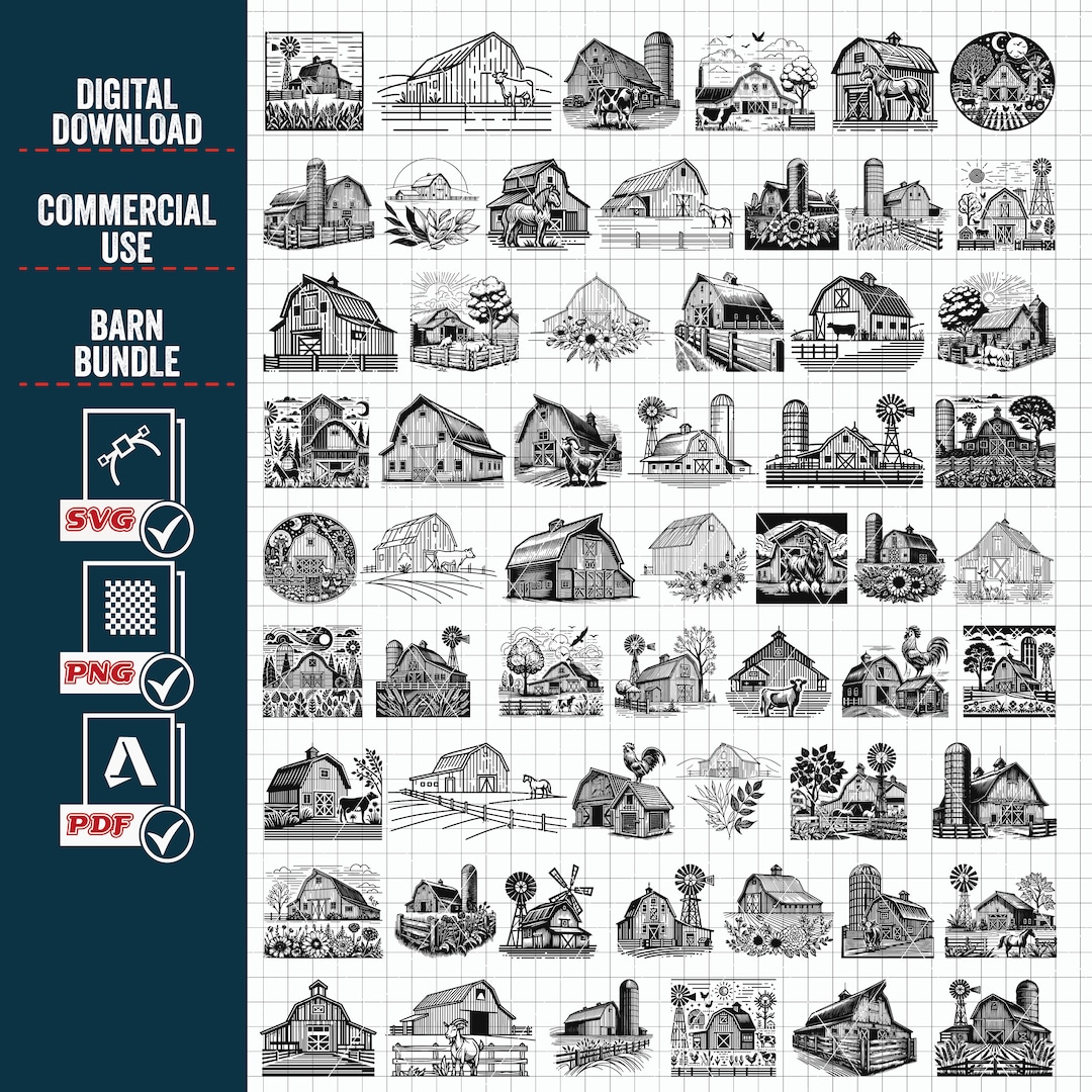 Floral Barn SVG Mega Bundle, Farmhouse Vector Cut Files (digital ...