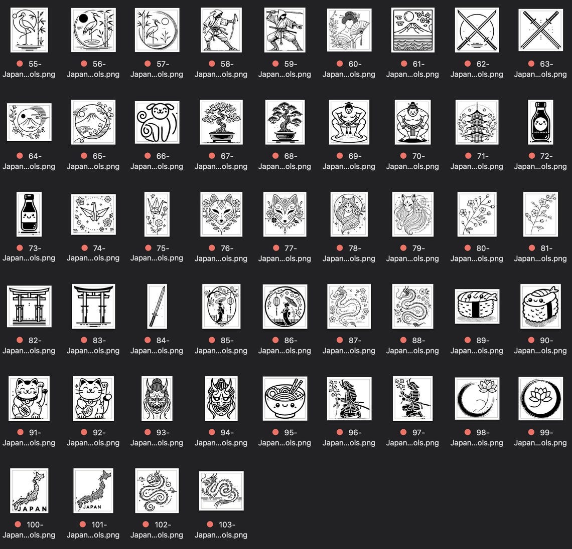 Japanese Symbols SVG Bundle, Geisha, Sakura, Ninja (digital Download ...