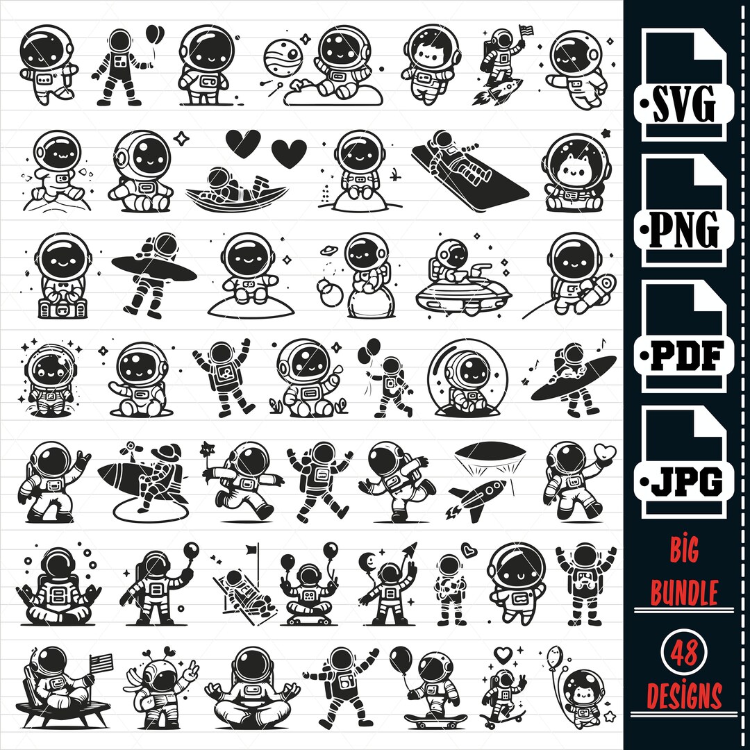 Cute ASTRONAUT SVG Big Bundle, Cute Astronaut Cut File for Cricut ...