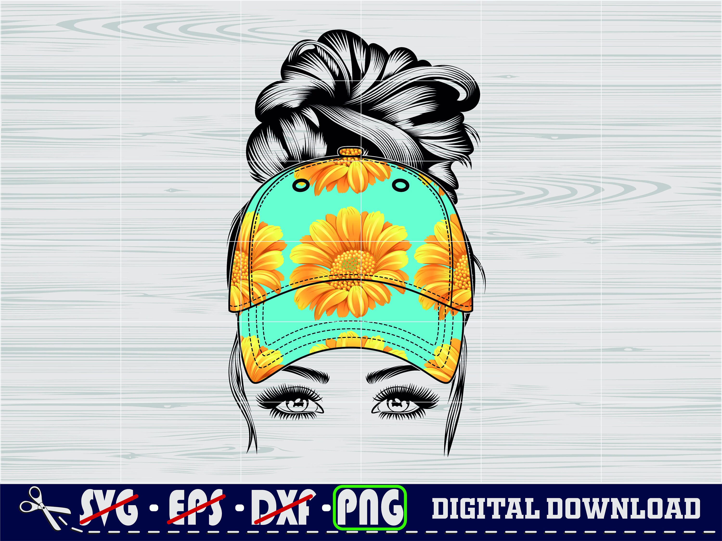 Sunflowers Mom Life Svg Baseball Hat Png Bun Hair Sunglasses Etsy