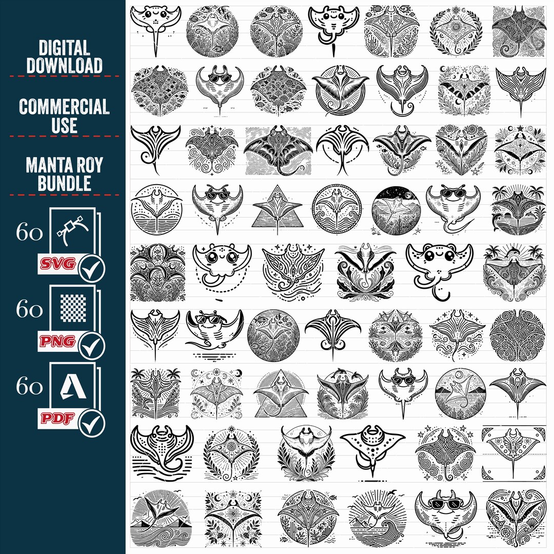 Manta Ray SVG Png Bundle, Manta Ray and Heart PNG, Manta Ray in Ocean ...