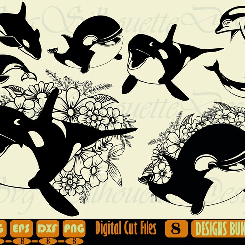 Orca Mandala Zentangle SVG Files for Cricut Silhouette Dxf - Etsy