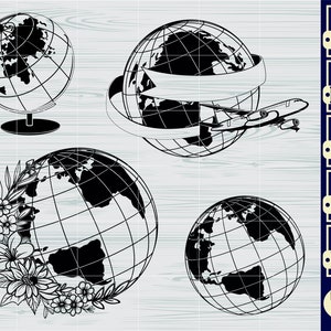 Globe SVG, Earth SVG Bundle, World Clipart, Floral Globe Cut Files for ...