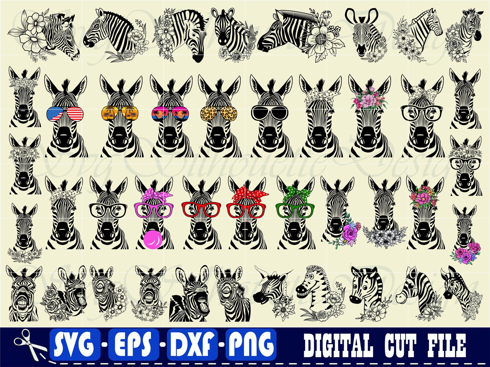 Zebra Svg Floral Zebra Svg Funny Zebra Svg Zebra Cut File - Etsy
