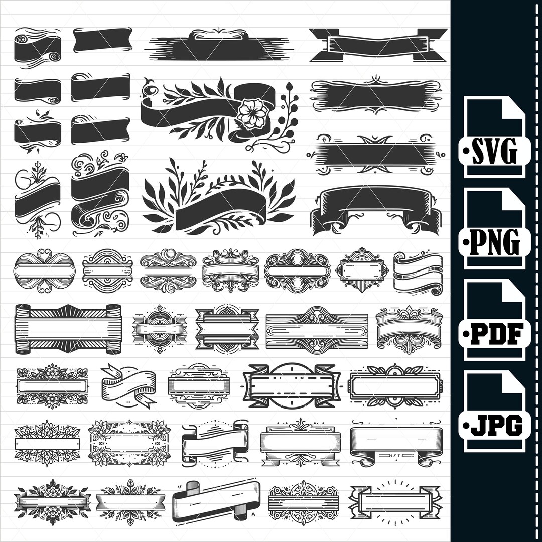 Banner SVG, Banner SVG Bundle, Ribbon Svg, Floral Banner Clipart ...