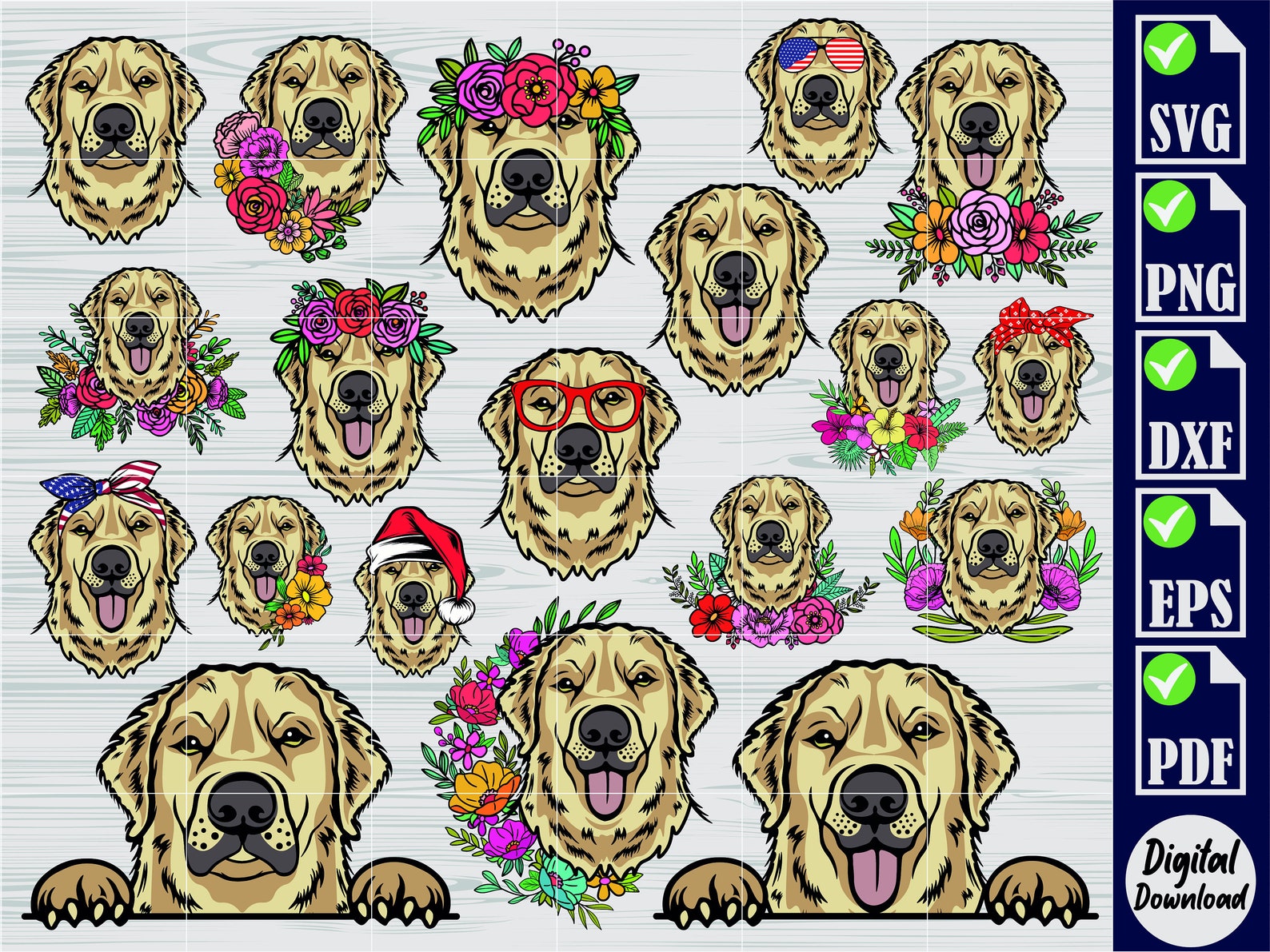 Golden Retriever SVG 2 Golden Svg Dog Svg Files for Cricut - Etsy