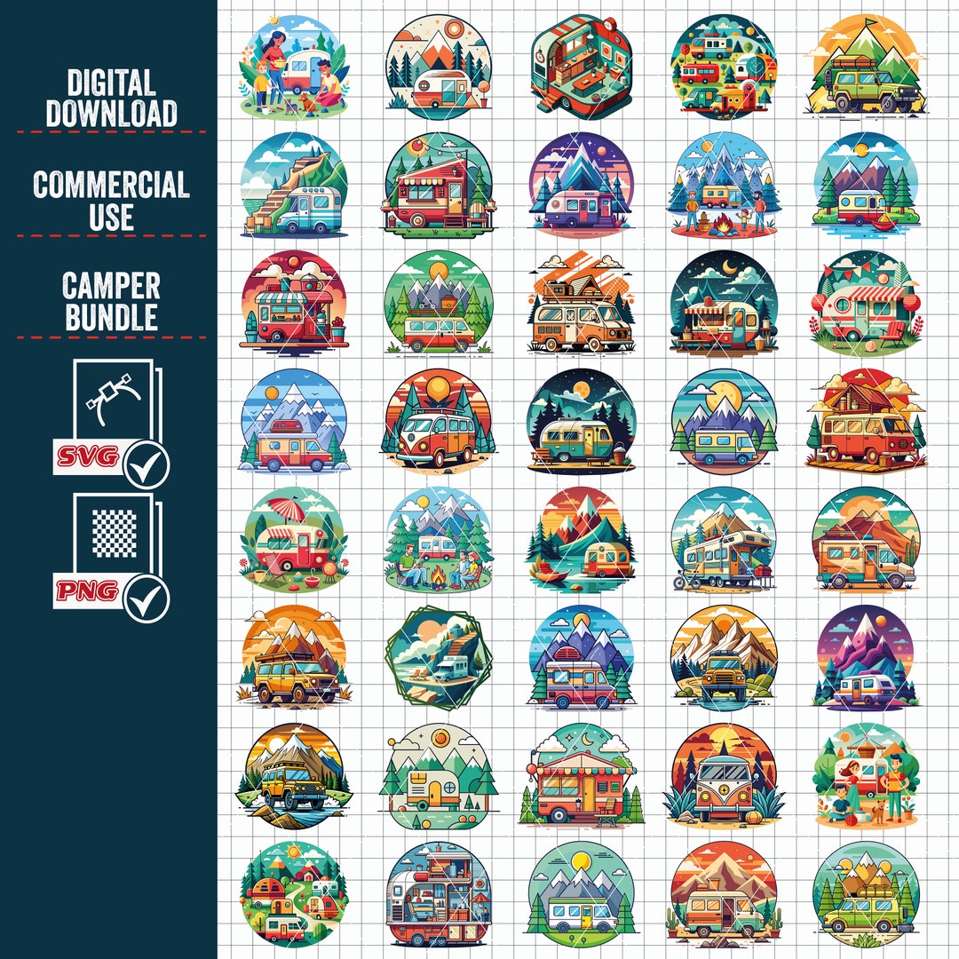 CARAVAN SVG BIG Bundle, Happy Camper Svg, Camper Svg, Car Svg, Camping ...