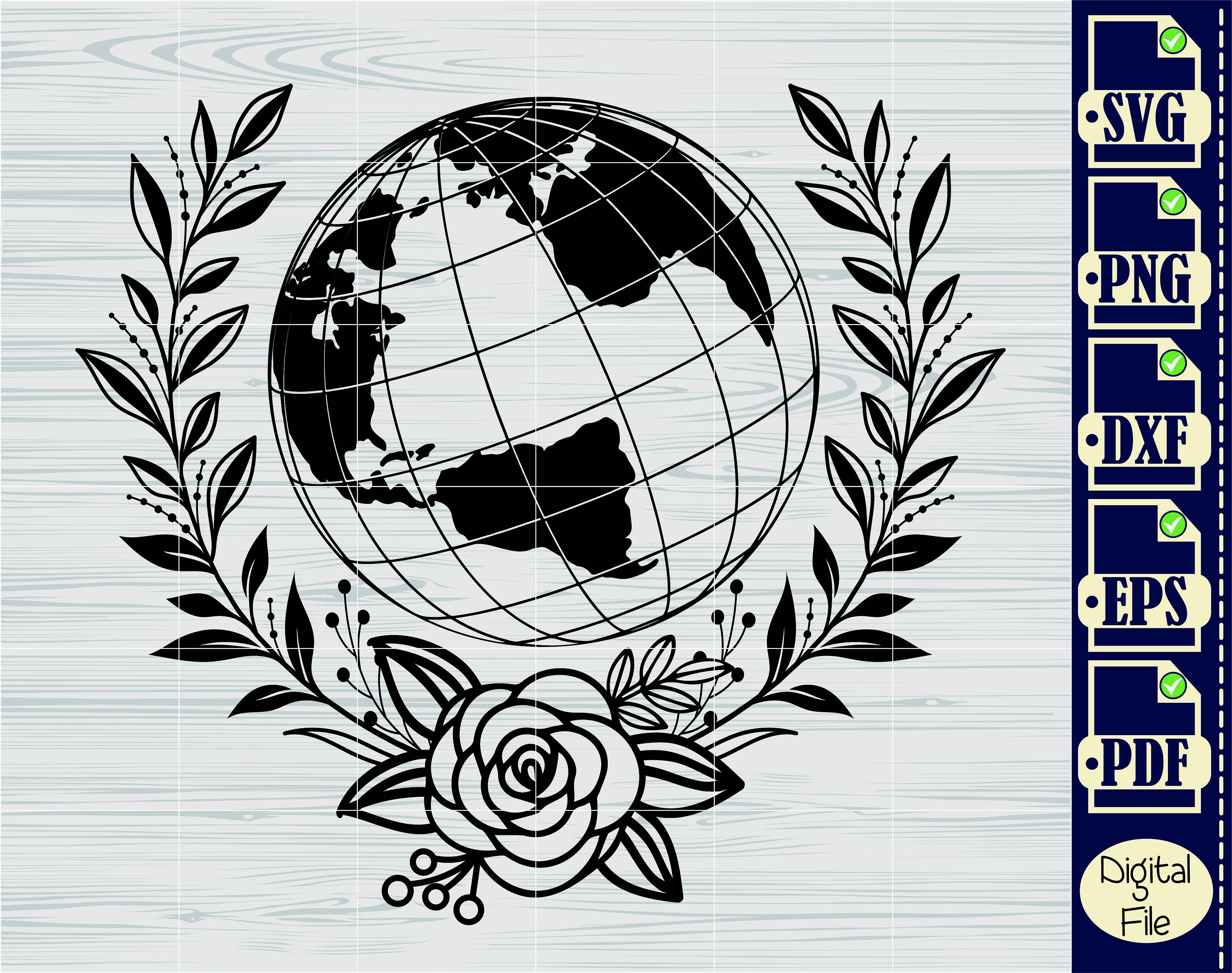 Globe SVG Earth SVG Bundle World Clipart Floral Globe Cut - Etsy UK