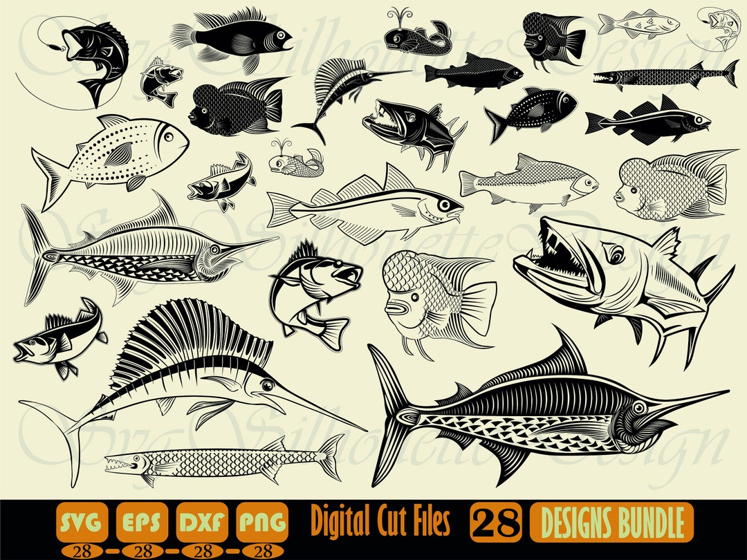 Fish SVG Bundle, Fish SVG, Fish Clipart, Fish Cut Files for Silhouette ...