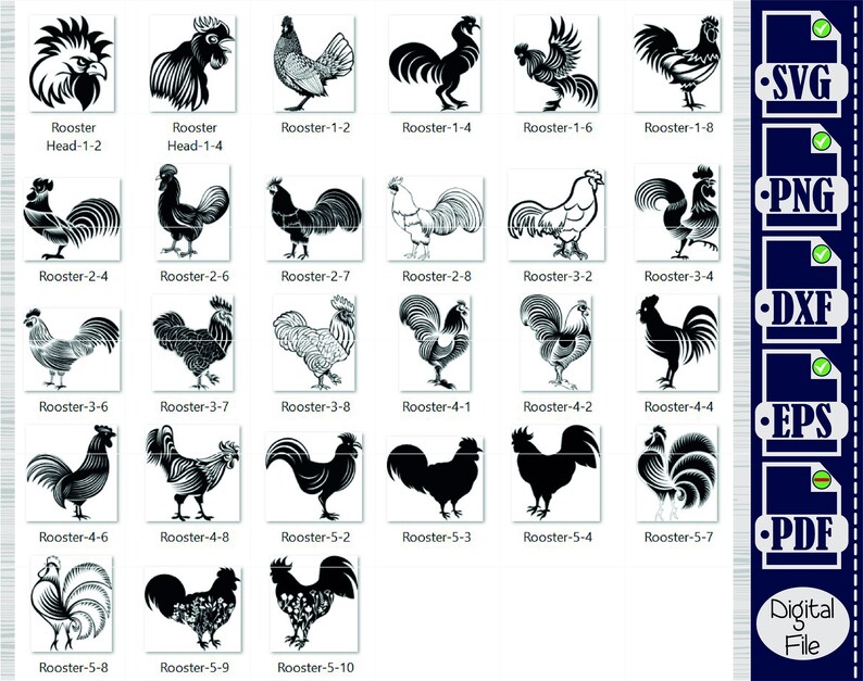 Rooster SVG Rooster SVG Bundle Rooster Clipart Rooster Cut - Etsy
