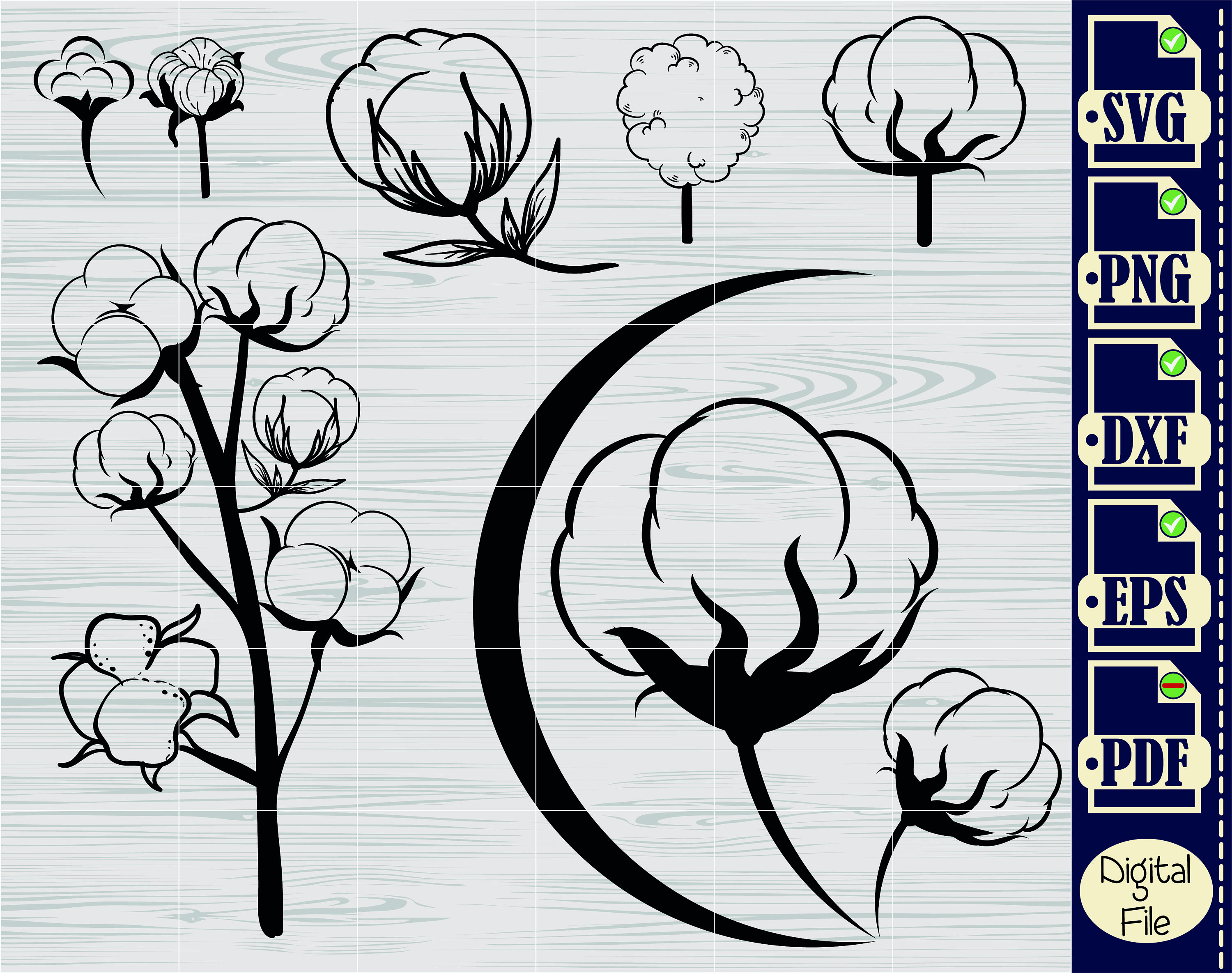 Cotton SVG File Cotton Ball Svg Cotton Branch Svg Cotton - Etsy