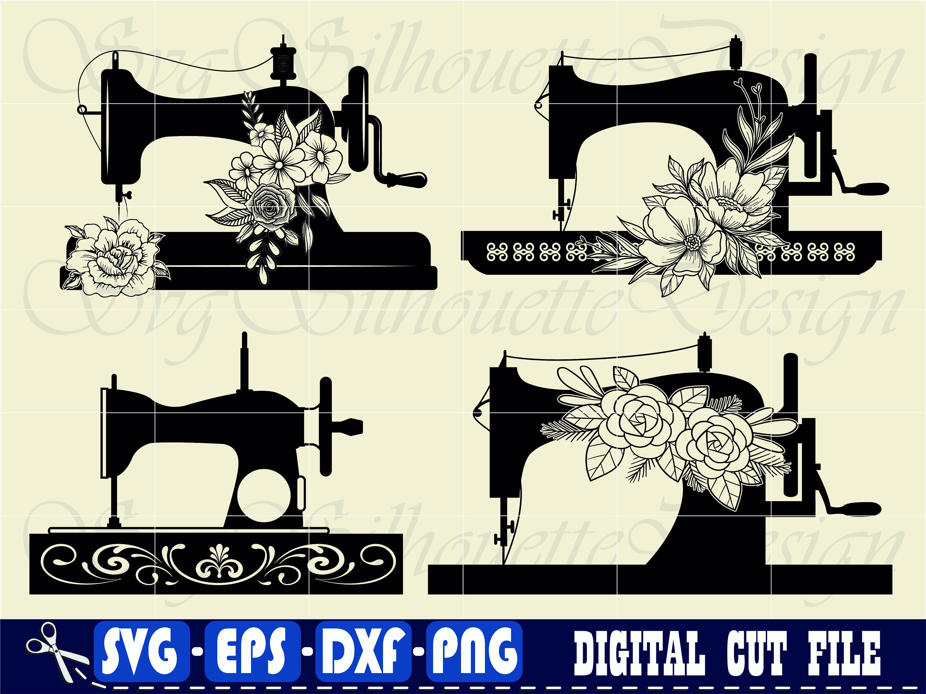 Sewing Svg Bundle Floral Sewing Machine Svg Floral Scissors - Etsy