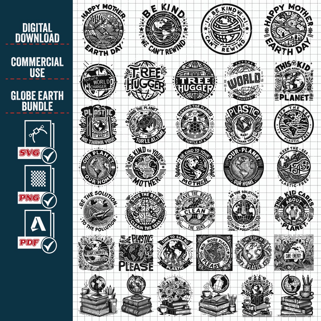 GLOBE EARTH SVG Png Bundle, Globe Clipart, World Svg Cut Files for ...