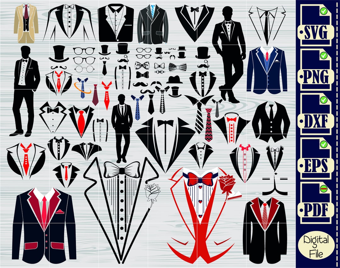 Tuxedo SVG Bundle, Tuxedo SVG, Suit Clipart, Suit Bundle Svg, Tuxedo ...