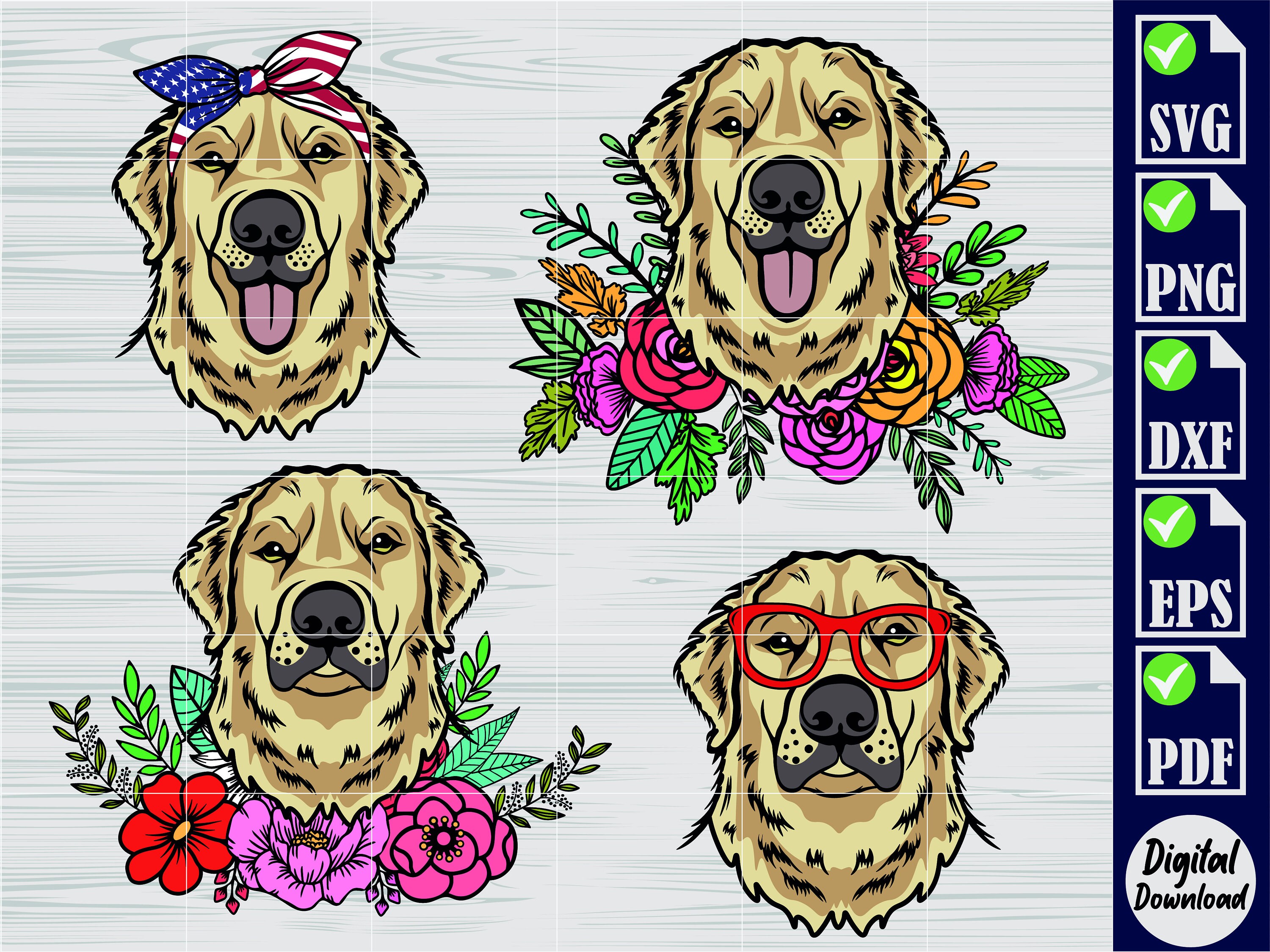 Golden Retriever SVG 2 Golden Svg Dog Svg Files for Cricut - Etsy