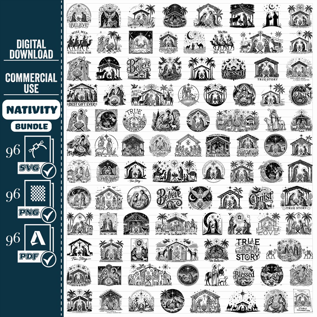 Nativity SVG Bundle, Christmas Decoration Clip Art (96 Files) - Etsy