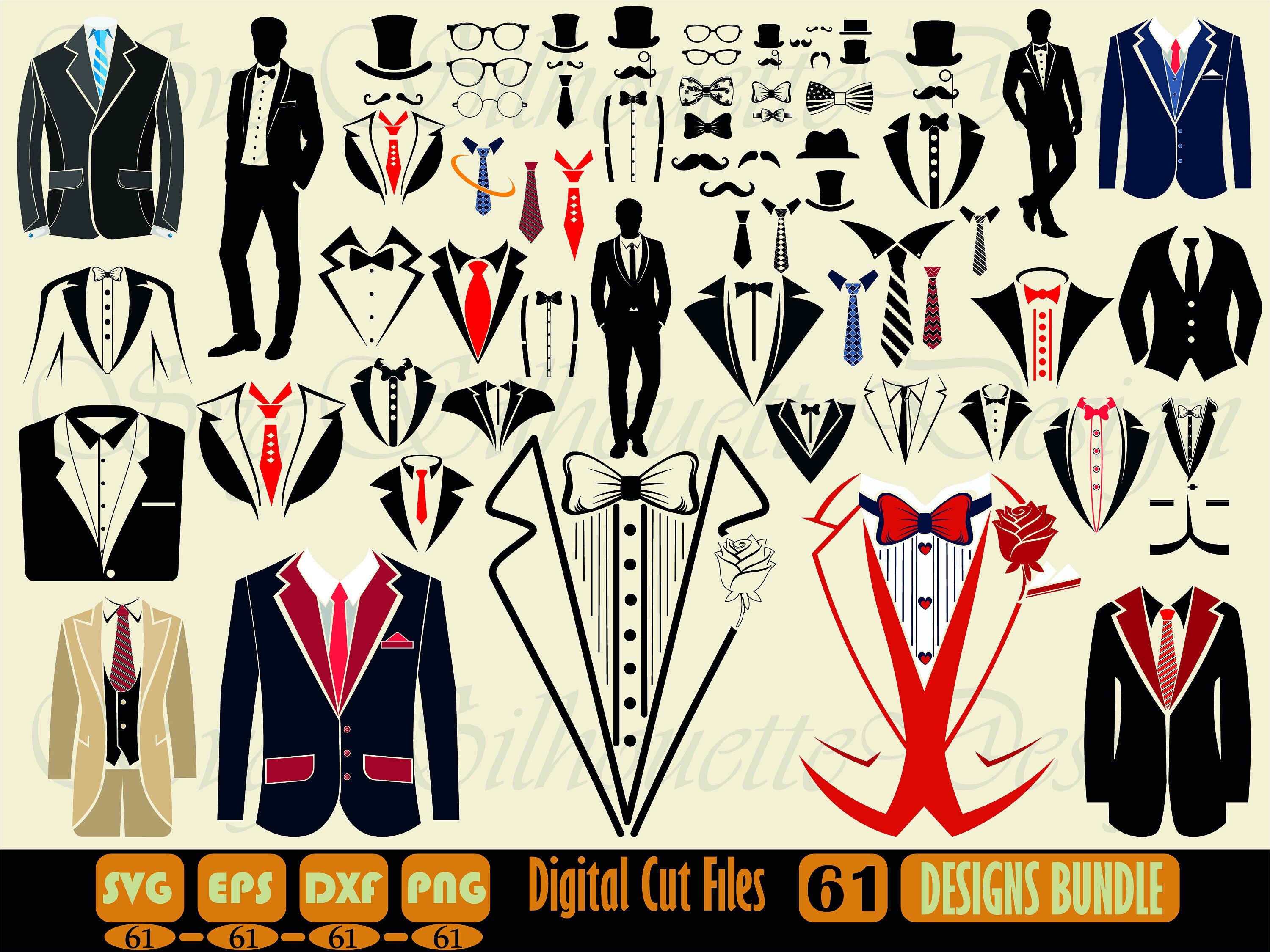 Tuxedo SVG Bundle Tuxedo SVG Suit clipart Suit bundle svg | Etsy