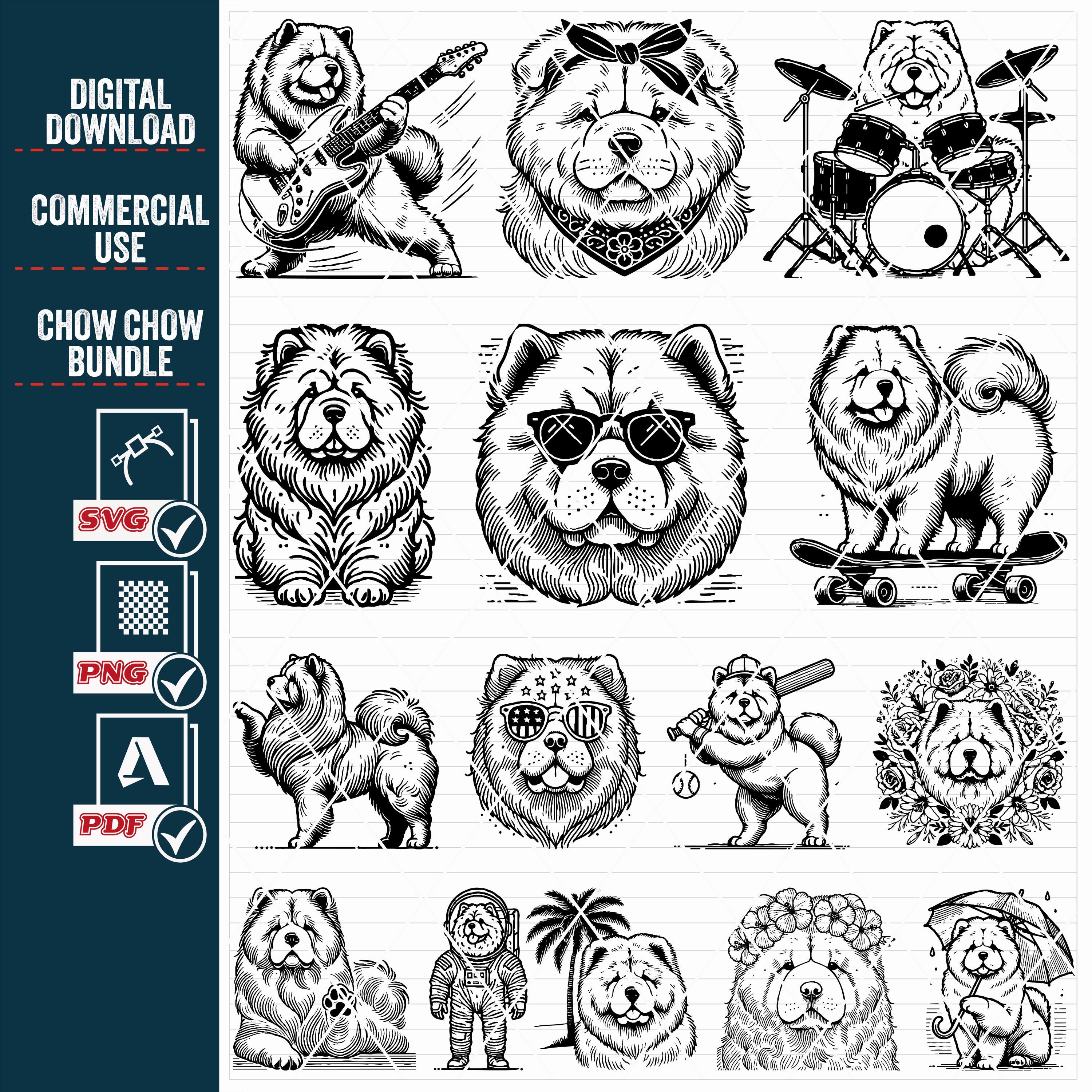 Chow Chow Clipart Bundle, Dog Vector Illustration (SVG, PNG, PDF) - Etsy
