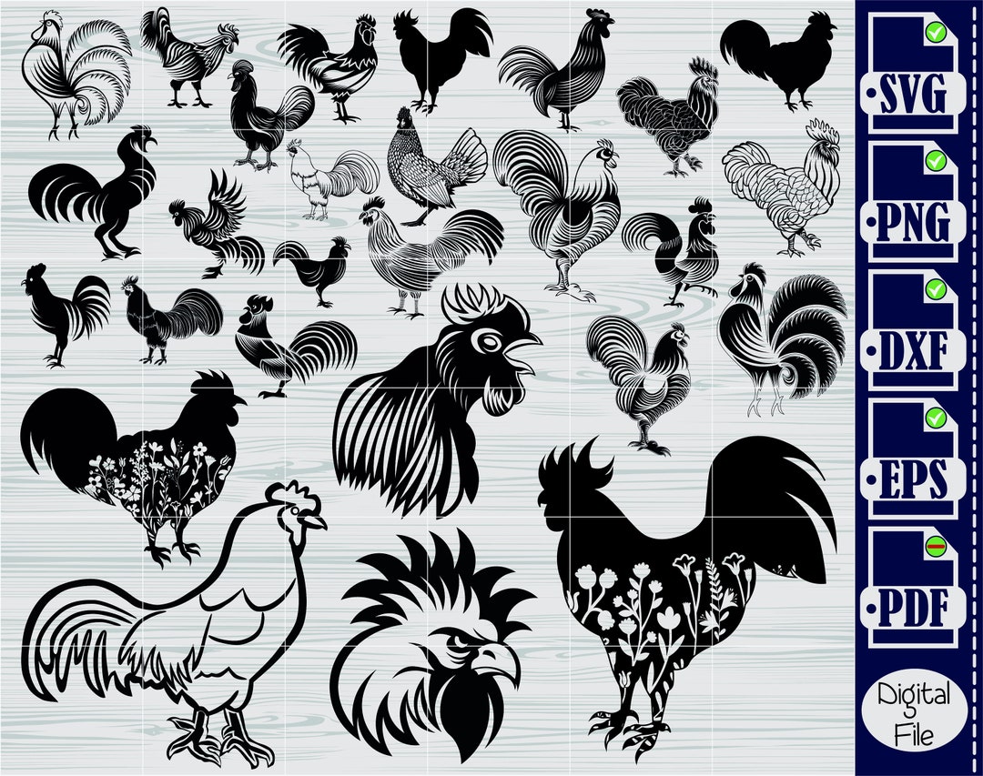 Rooster SVG, Rooster SVG Bundle, Rooster Clipart, Rooster Cut Files for ...